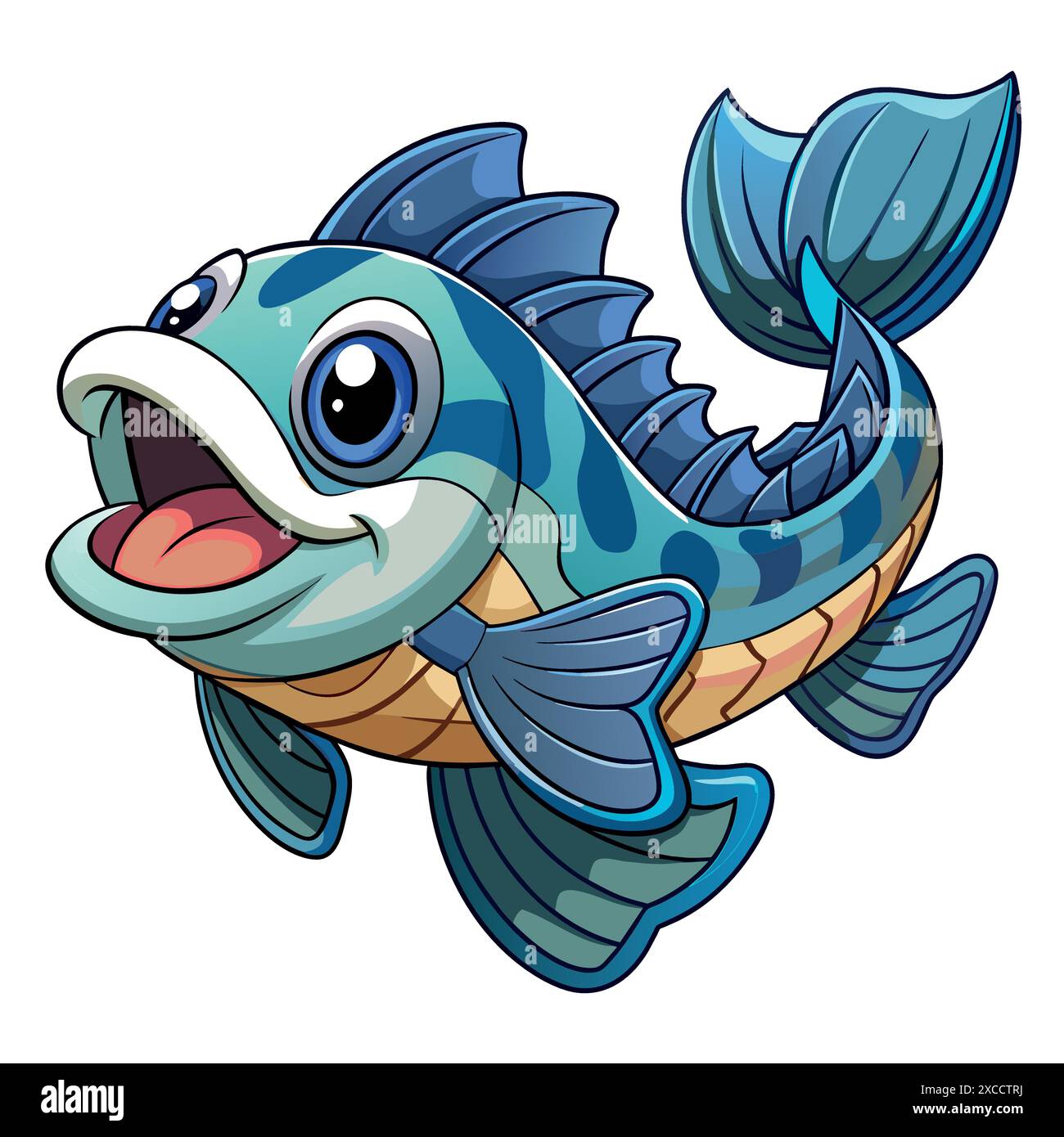 Atlantic Wolffish fish walks vector kawaii. AI generated image. Clipart ...