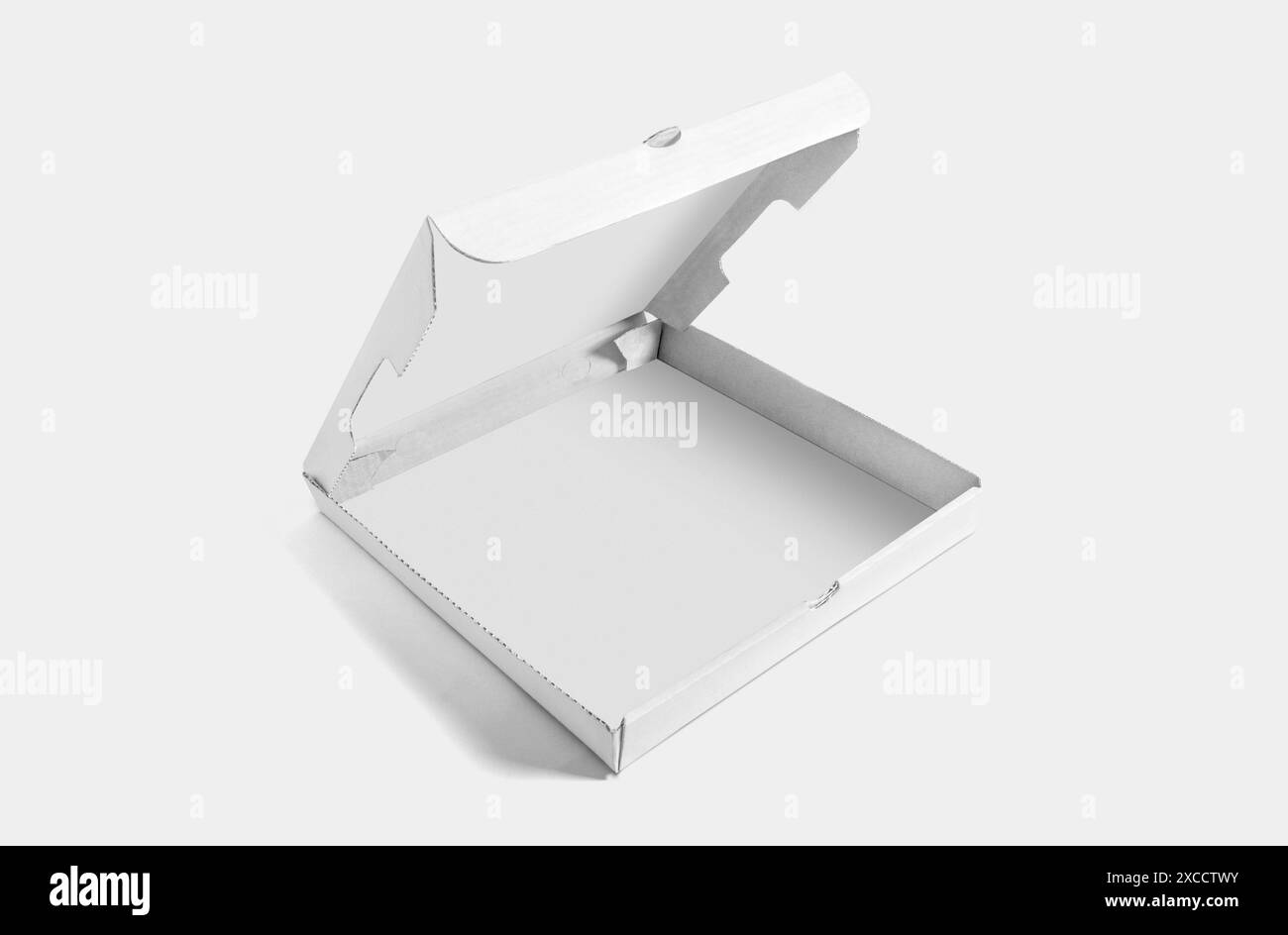 Pizza Box Mockup 3D Rendering Isolated on White Background Stock Photo ...