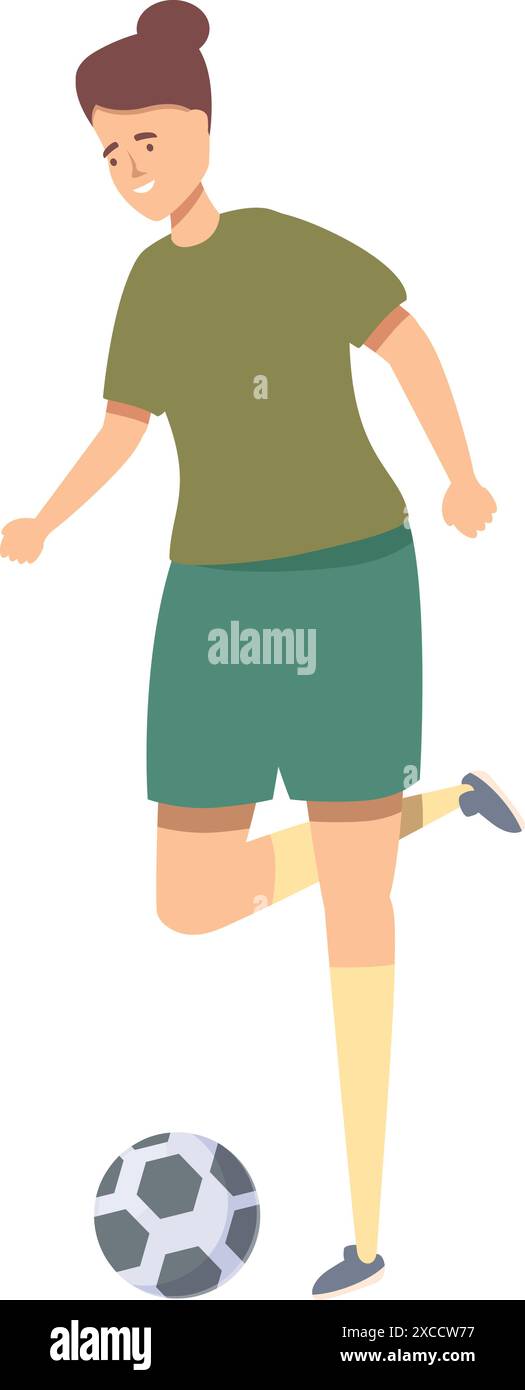 Female athlete dribbling with a soccer ball, performing a maneuver on ...