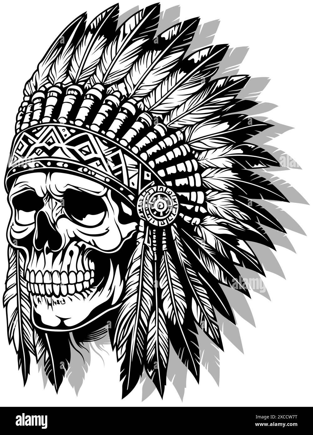 Drawing of an Indian Chiefs Skull Stock Vector Image & Art - Alamy