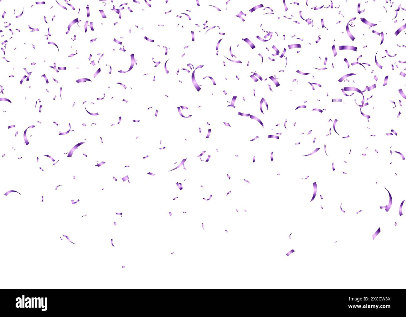 Purple confetti, falling paper ribbons isolated on white background ...