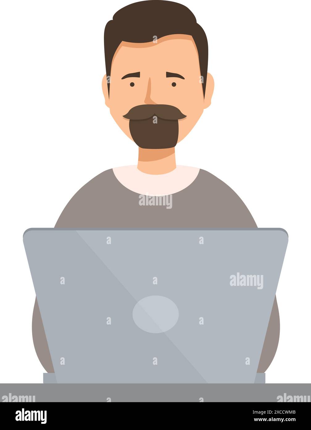 Concentrated man sitting computer Stock Vector Images - Alamy