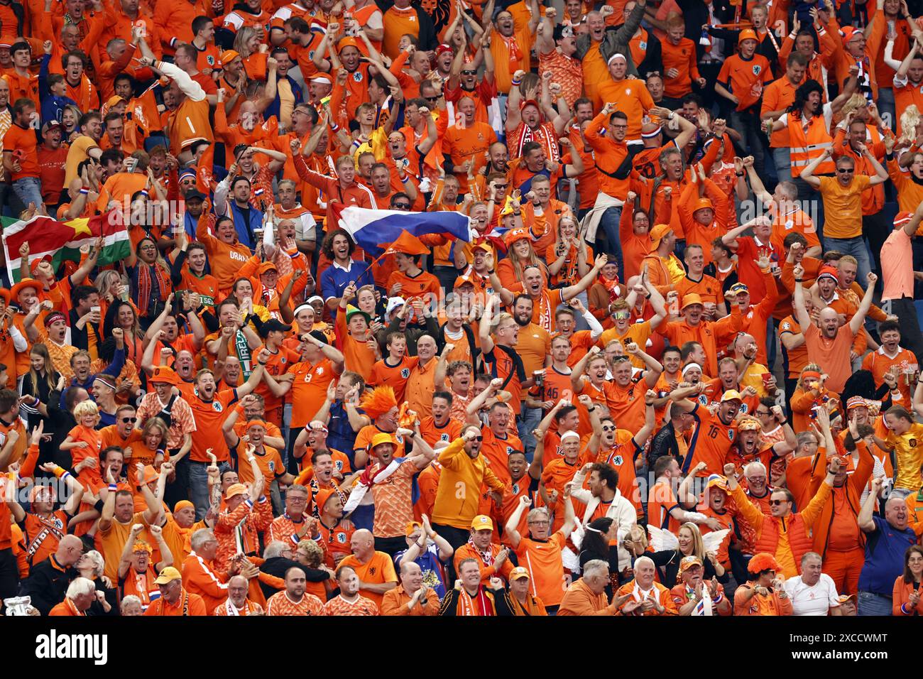 HAMBURG - The Orange Legion celebrates the 1-1 during the UEFA EURO ...