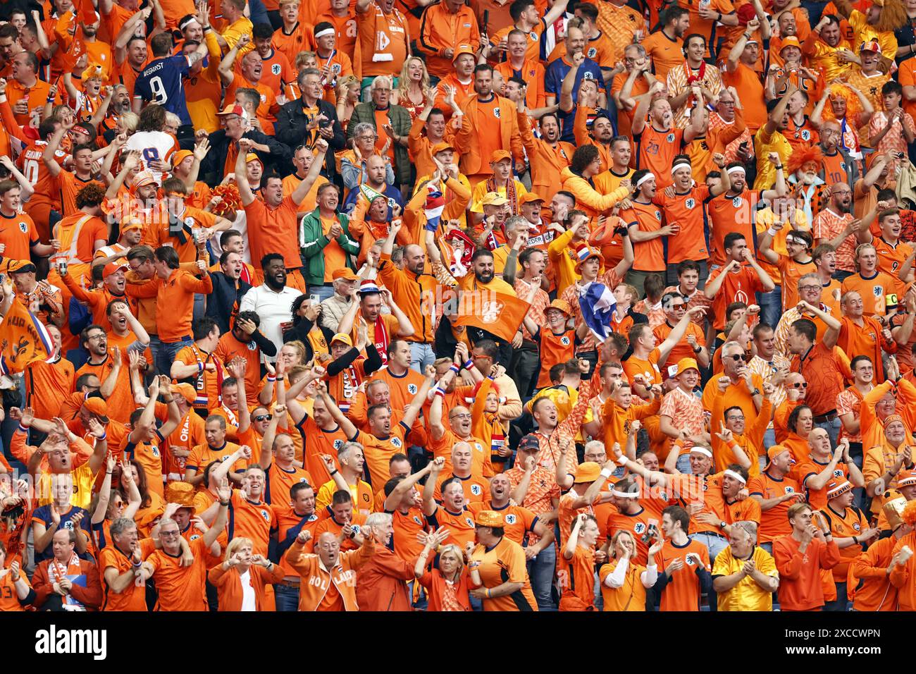 HAMBURG - The Orange Legion celebrates the 1-1 during the UEFA EURO ...