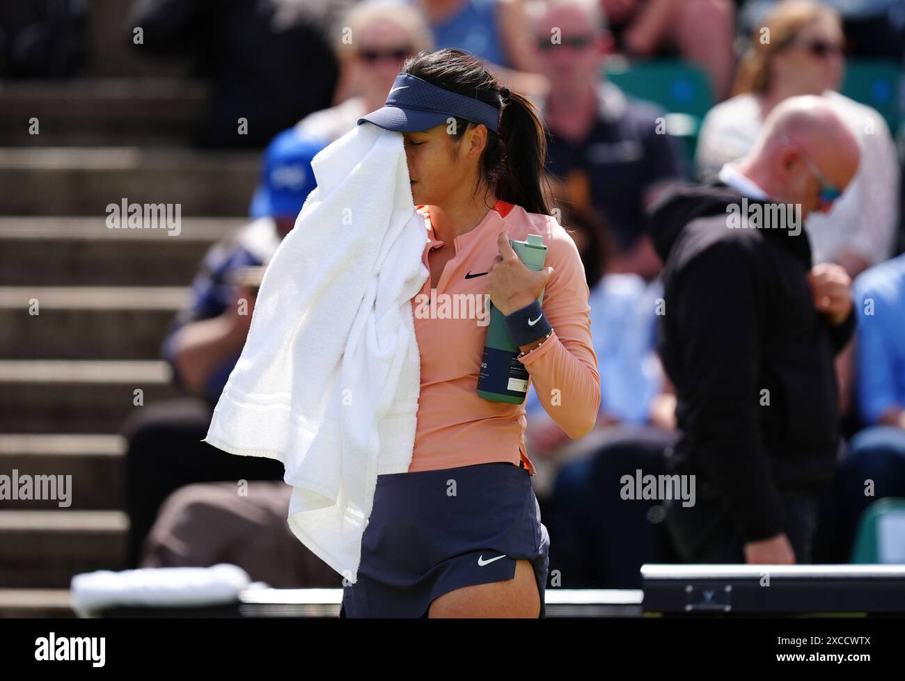 Emma Raducanu reacts after losing the second set during the women's ...