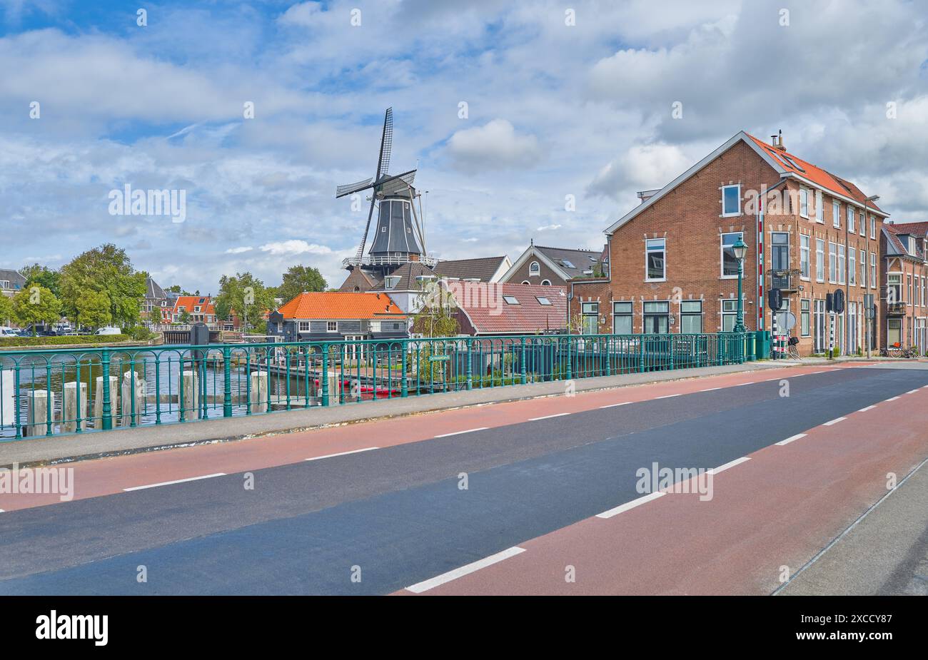 Haarlem, Holland,the village with the Adriaan windmill seen from the ...