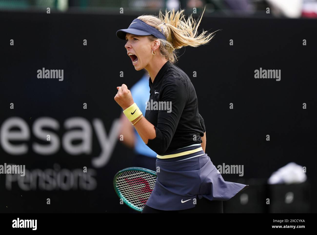 Katie Boulter in action against Emma Raducanu in their women's semi ...