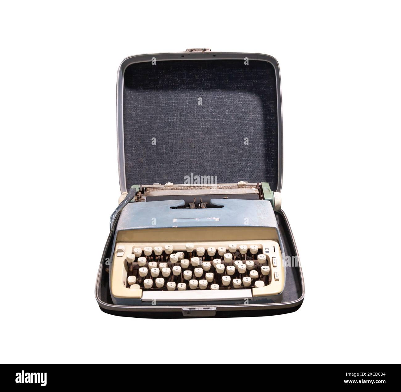 Ancient or old typewriter is isolated on white background with clipping ...