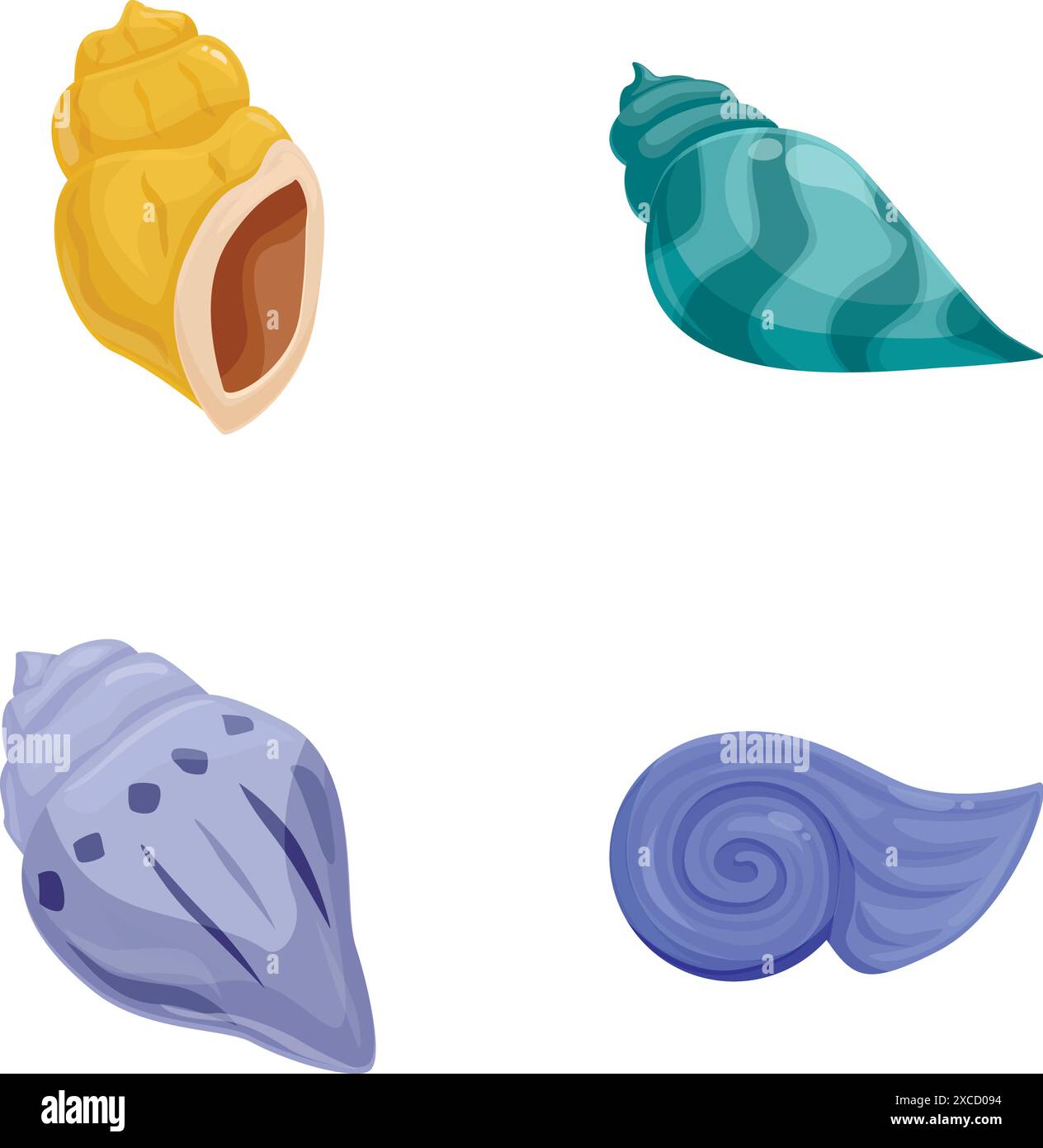 Vibrant collection of illustrated seashells in various shapes and ...