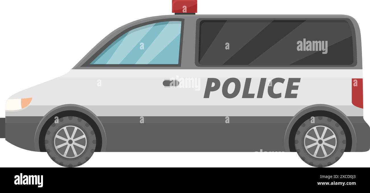 Illustration of a police van parked up with lights flashing, ready to ...