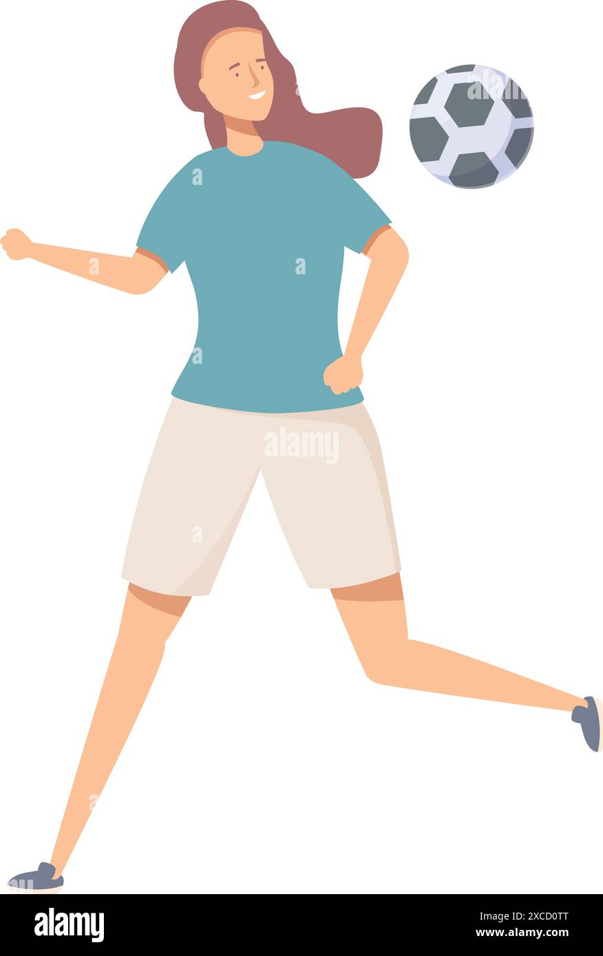 Female soccer player running with ball, football player in action Stock ...