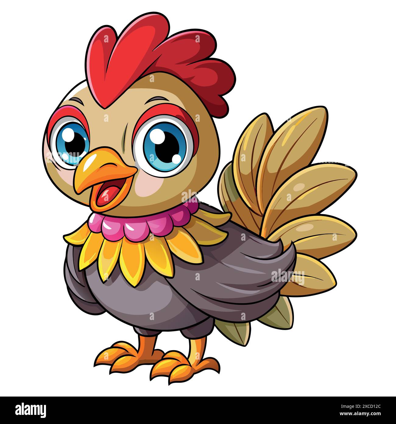Ayam Cemani chicken learns vector kawaii. AI generated image. Clipart ...