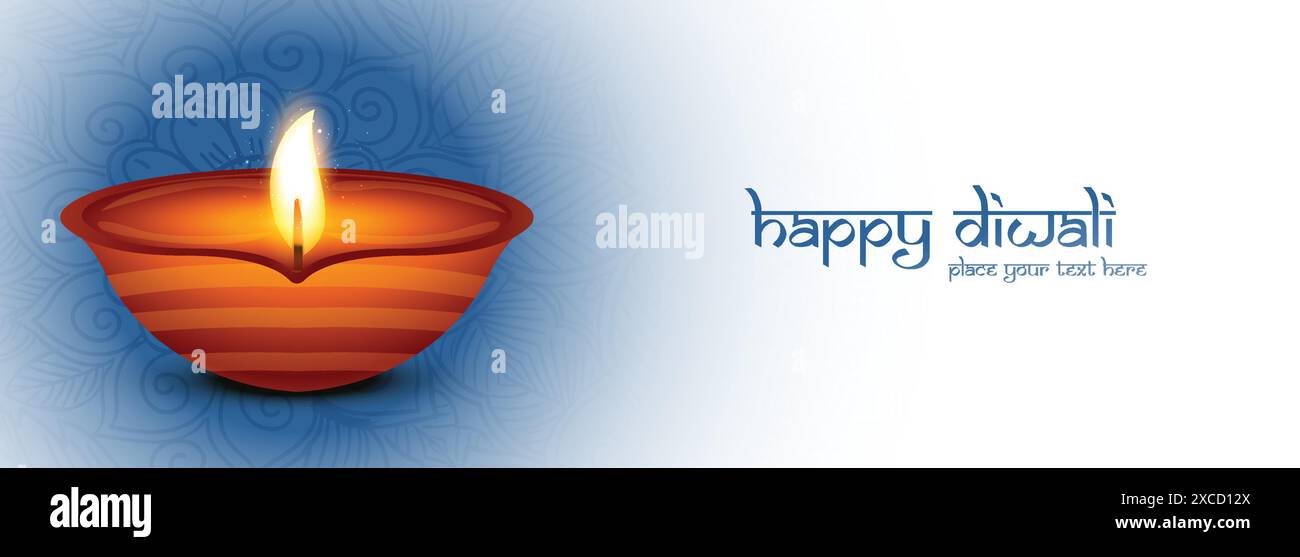 Realistic diwali diya celebration banner background Stock Vector Image ...