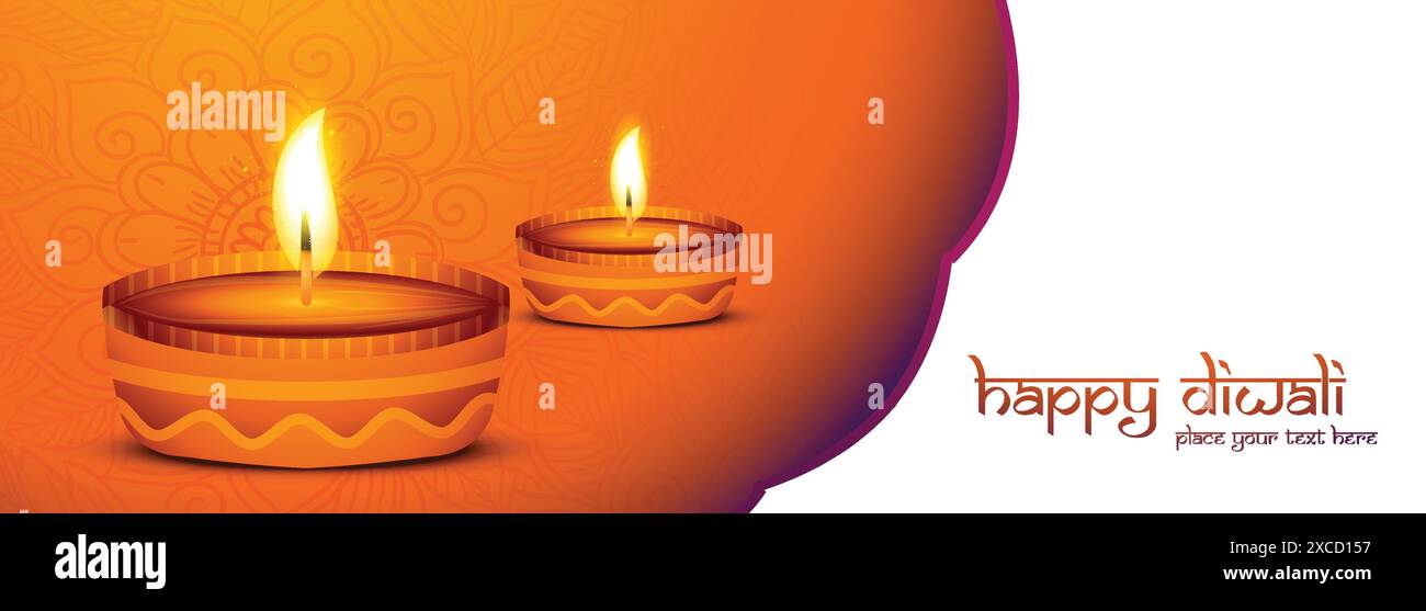 Realistic diwali diya celebration banner background Stock Vector Image ...