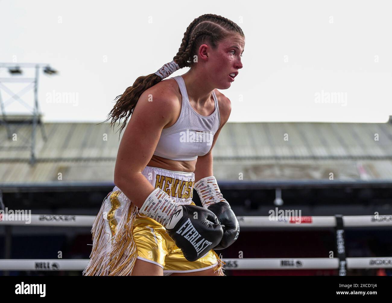 Francesca Hennessy in the bantamweight bout at Selhurst Park, London ...