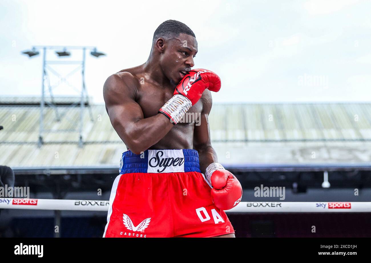 Dan Azeez in the light heavyweight bout at Selhurst Park, London ...