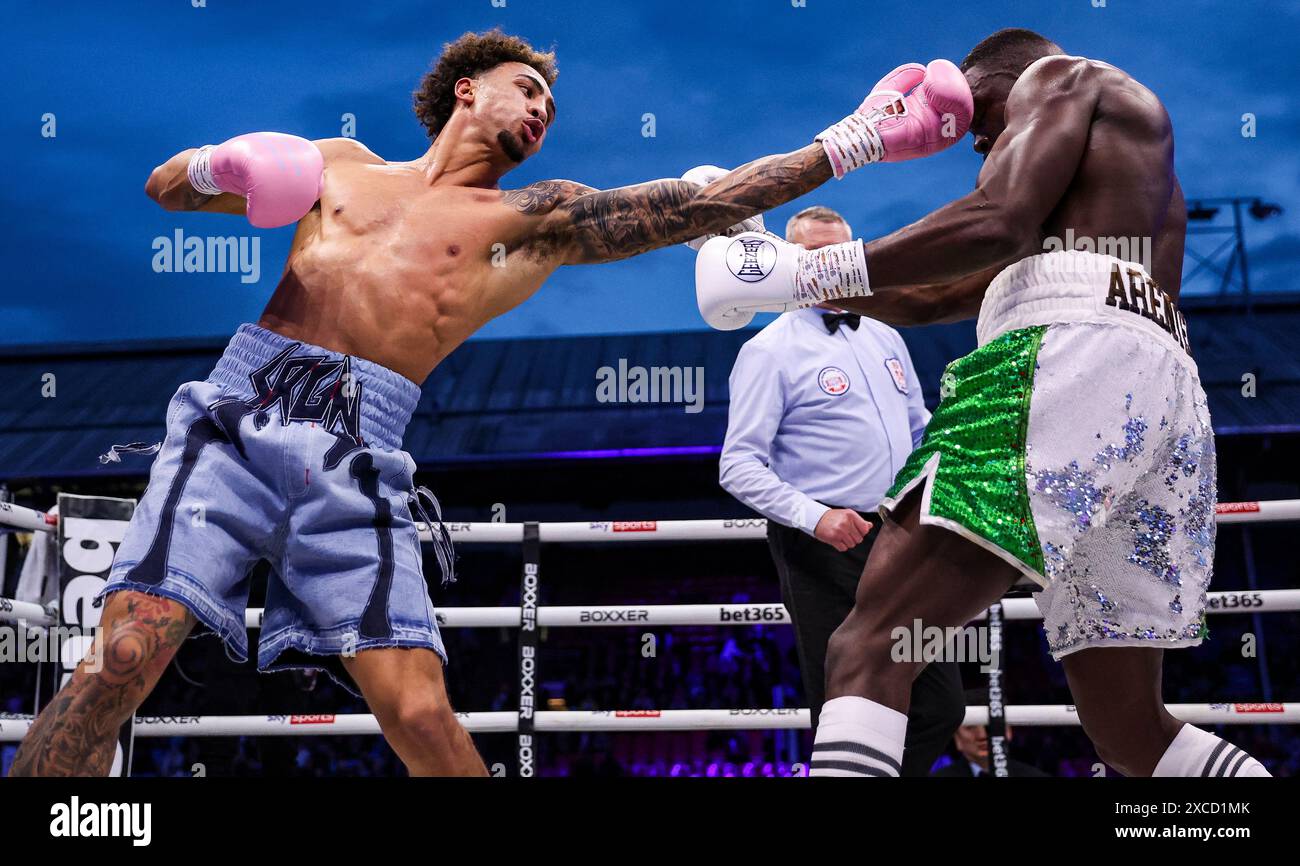 Ben Whittaker (left) and Eworitse Ezra Arenyeka in the vacant IBF International Light ...