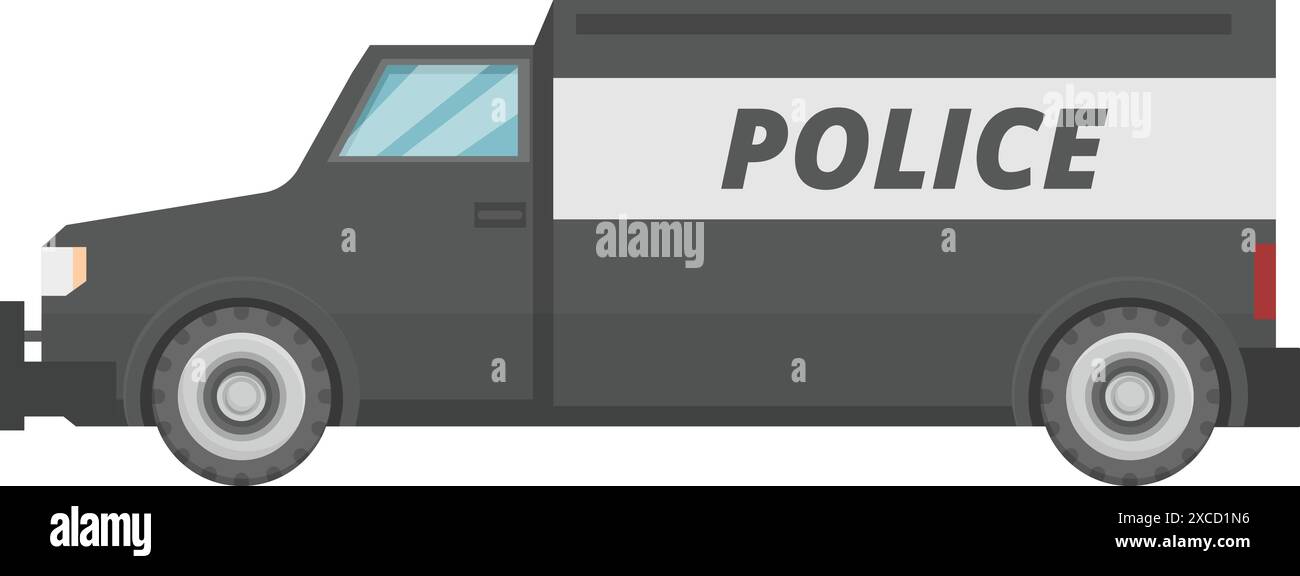 Side view of a police van, parked on the side of the road, ensuring ...