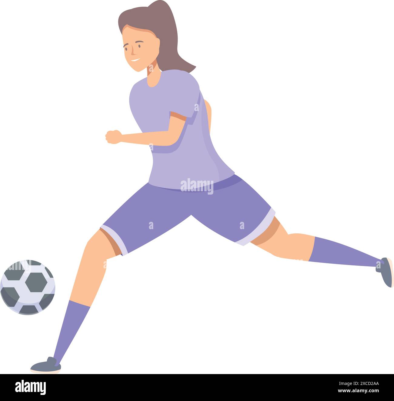 Female soccer player running with the ball, woman playing football illustration Stock Vector ...