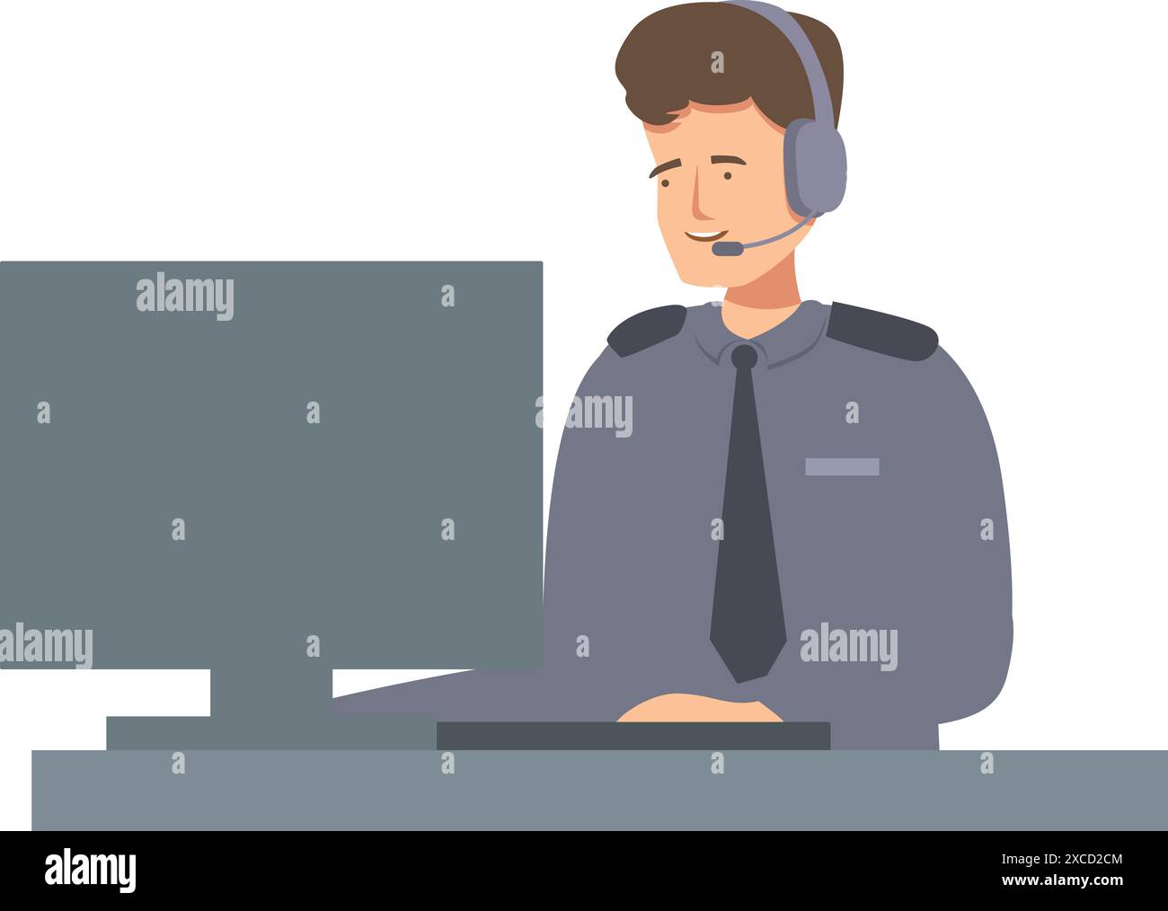 Happy adult wearing headset Stock Vector Images - Alamy