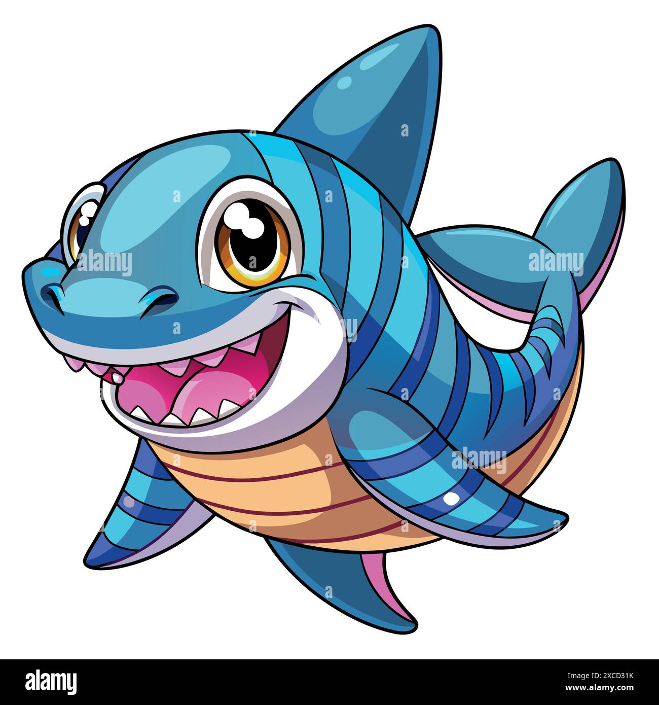 Basking Shark walks vector kawaii. AI generated image. Clipart cartoon ...