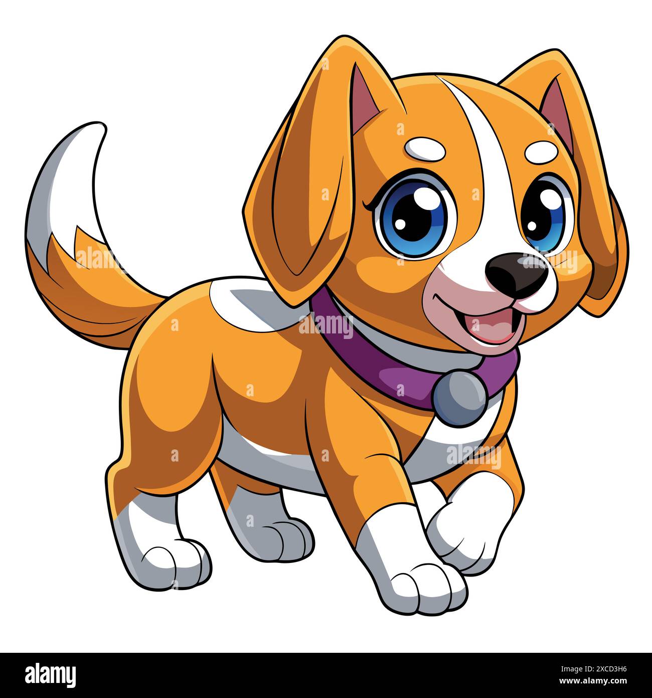 Beaglier dog walks vector kawaii. AI generated image. Clipart cartoon ...