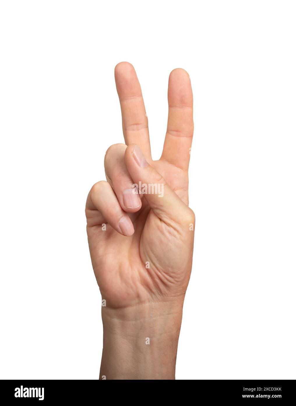 V for victory, hand gesture, sign isolated on white background Stock ...
