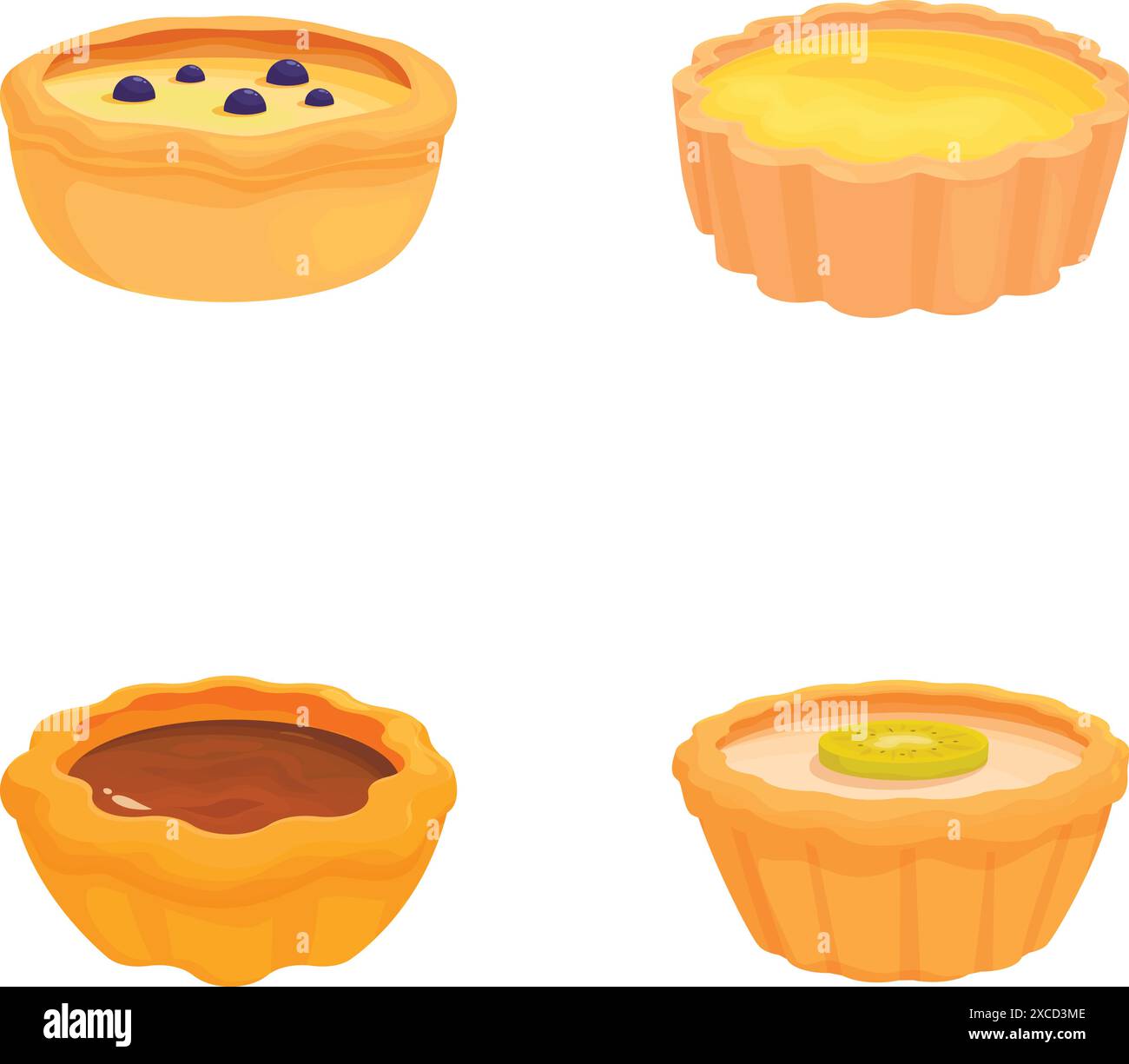 Illustration of an assorted collection of sweet tarts. Including lemon ...