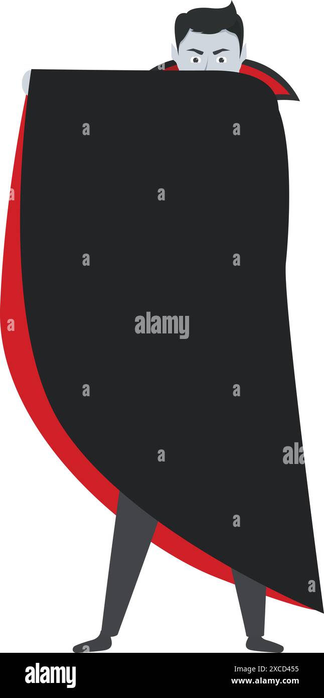 Vampire hiding his face behind his cloak, halloween party costume Stock ...