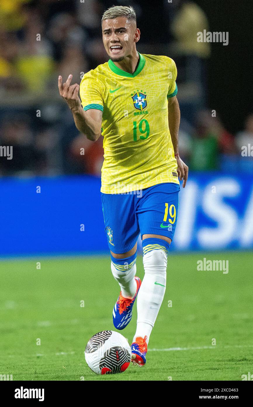 Brazil National Team midFielder Andreas Pereira (19) dribbles forward ...