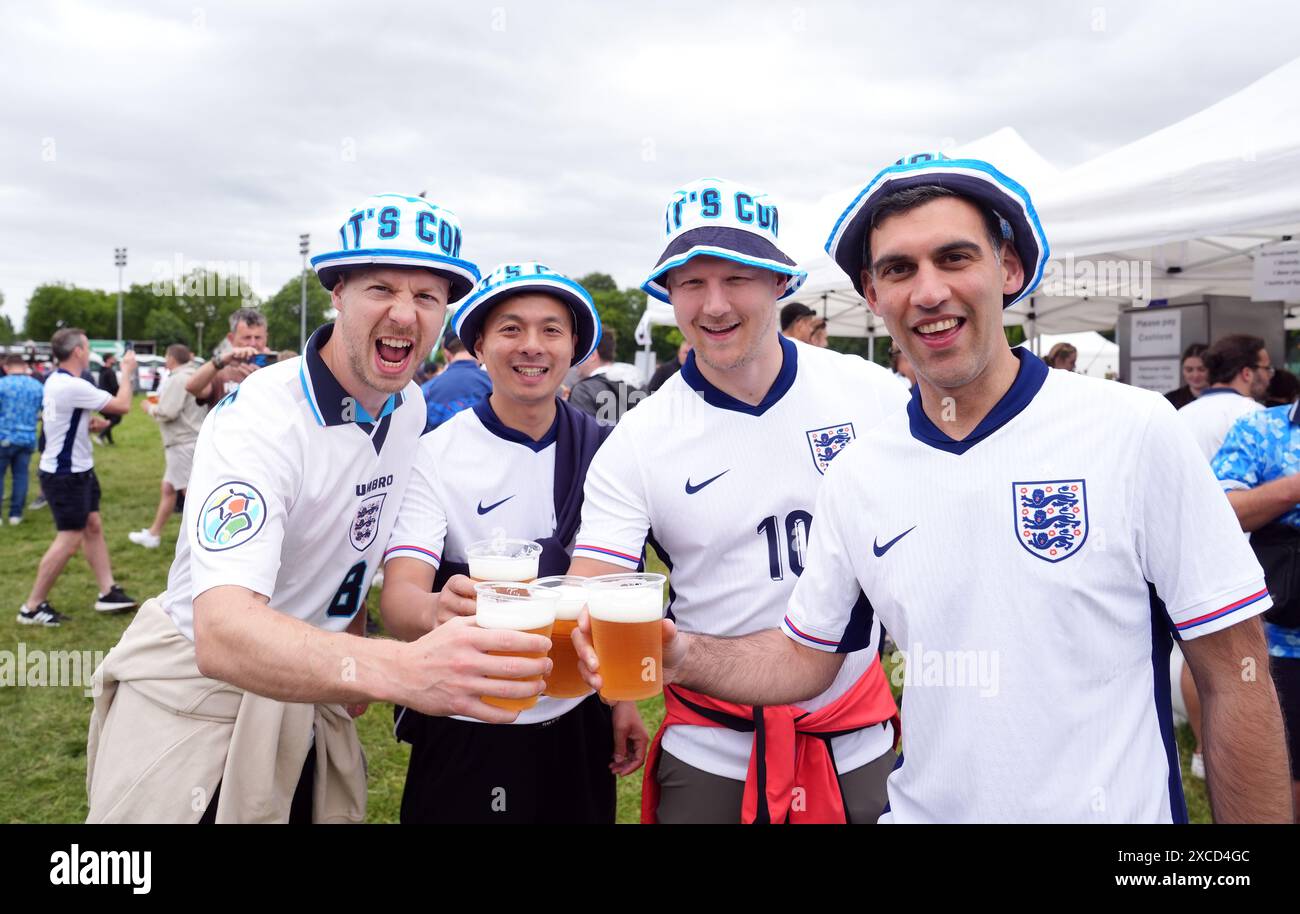 England fans in a fan park near the ground ahead of the UEFA Euro 2024 ...