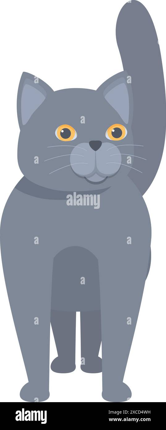 Friendly gray cat stands with its paw playfully raised Stock Vector ...