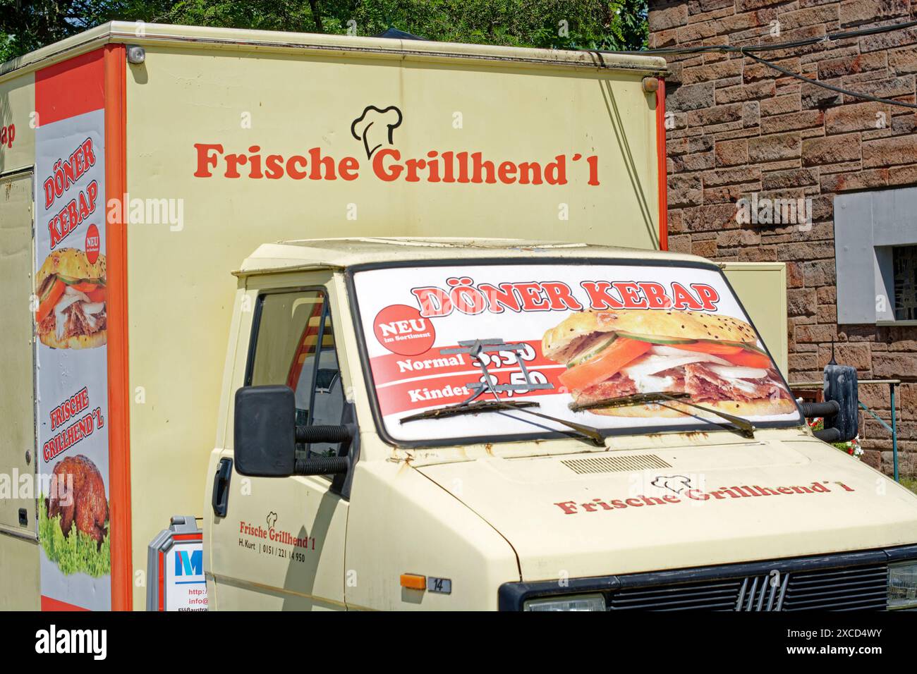 Transporter, mobile sales stand for grilled chicken and kebab Stock ...