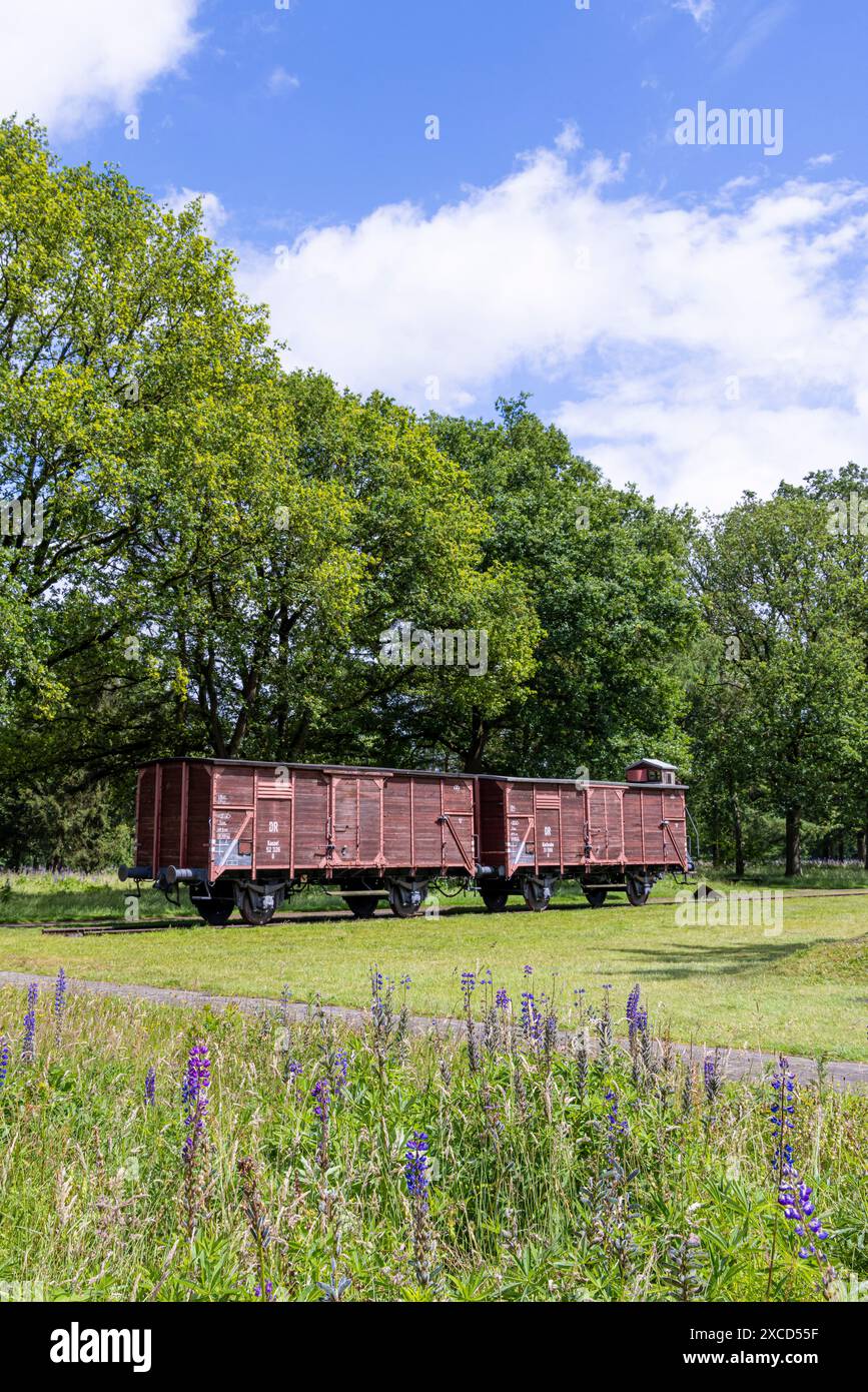 Westerbork, The Netherlands - June 15, 2024: Wagon train to transport ...