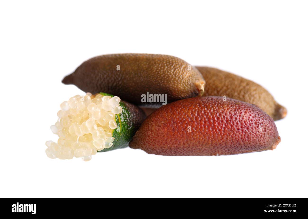 Fresh finger limes isolated on white background. Caviar lime. Fruits ...