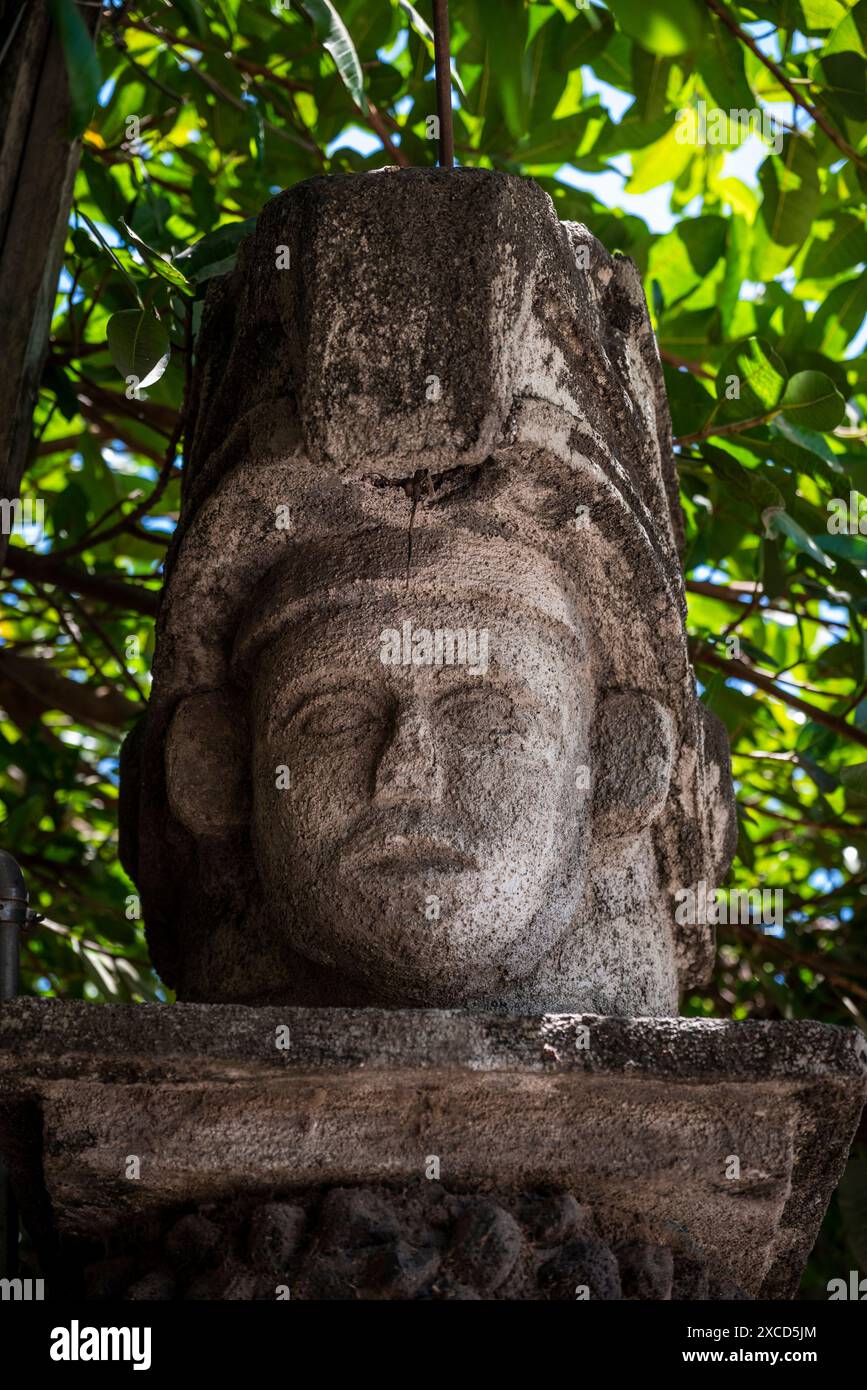 Pre-Columbian stone idol at the park entrance, Altagracia, Ometepe ...