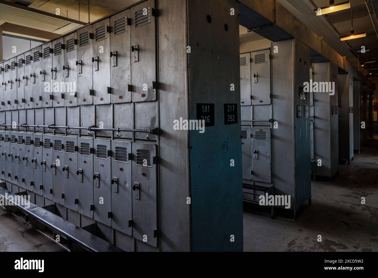 Lockers in changing room, Big Pit, Blaenavon, Wales, UK Stock Photo - Alamy
