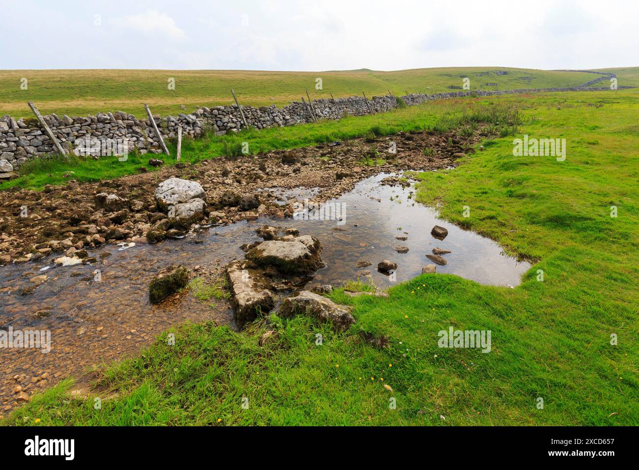 Sinking water above Malham Cove, source of the underground stream ...