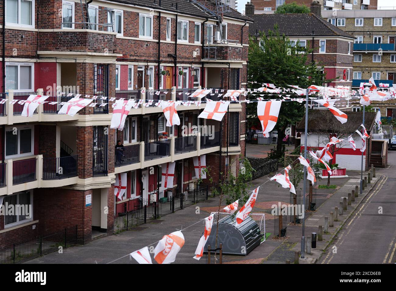 A general view of flags at the Kirby Estate, London. England will begin ...