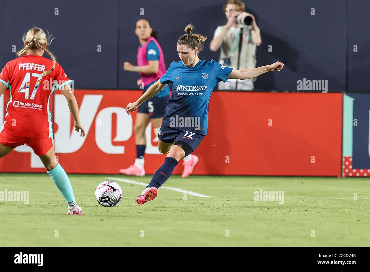 June 14, 2024: Chicago Red Stars defender Natalia Kuikka (12) kicks the ...