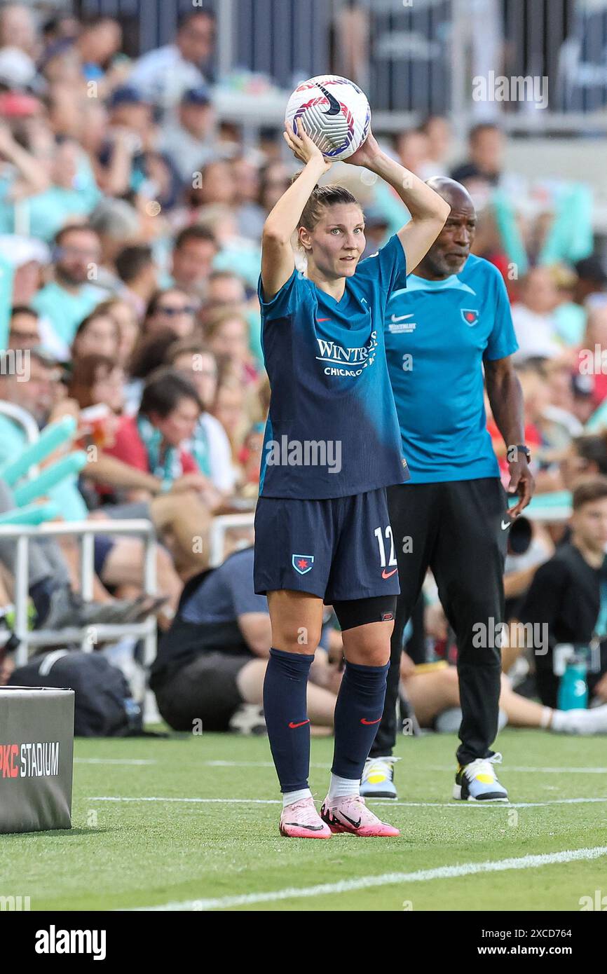 June 14, 2024: Chicago Red Stars defender Natalia Kuikka (12) throws ...