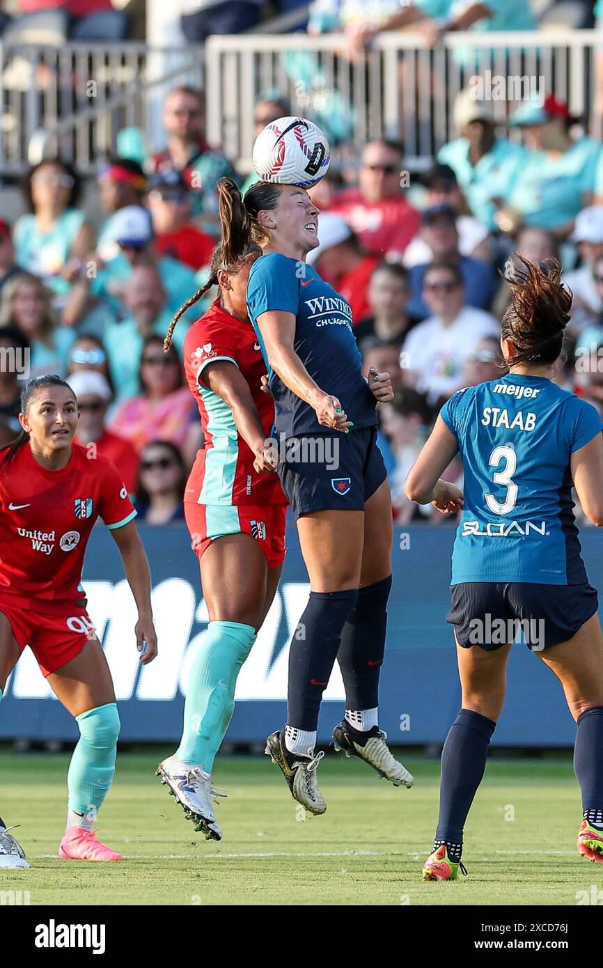 June 14, 2024: Chicago Red Stars defender Natalia Kuikka (12) heads the ...