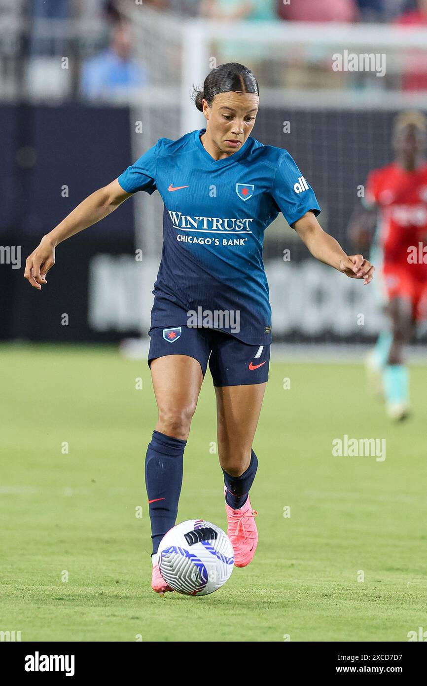 Kansas City, MO, USA. 14th June, 2024. Chicago Red Stars forward ...