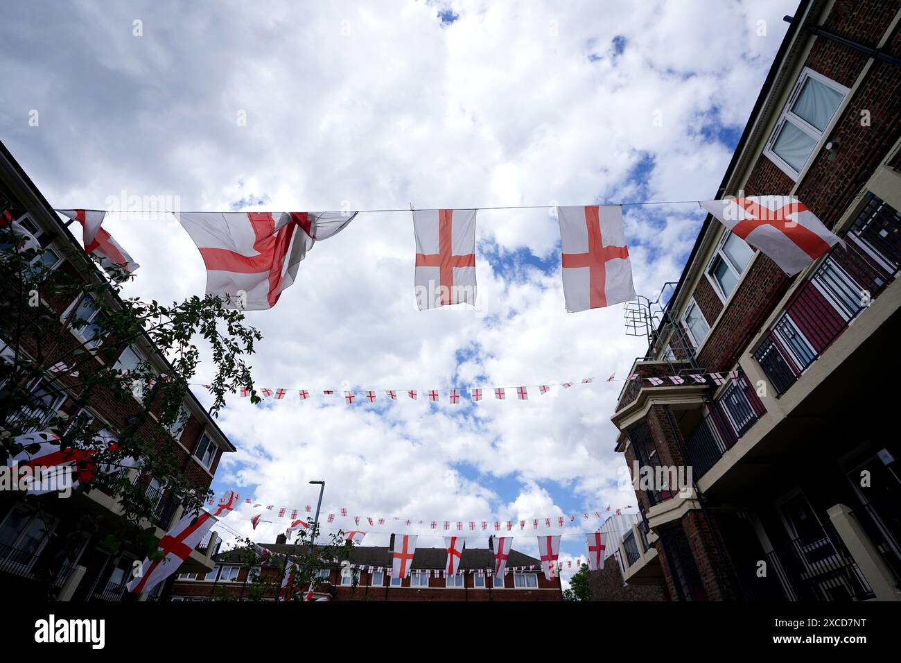 A general view of flags at the Kirby Estate, London. England will begin ...