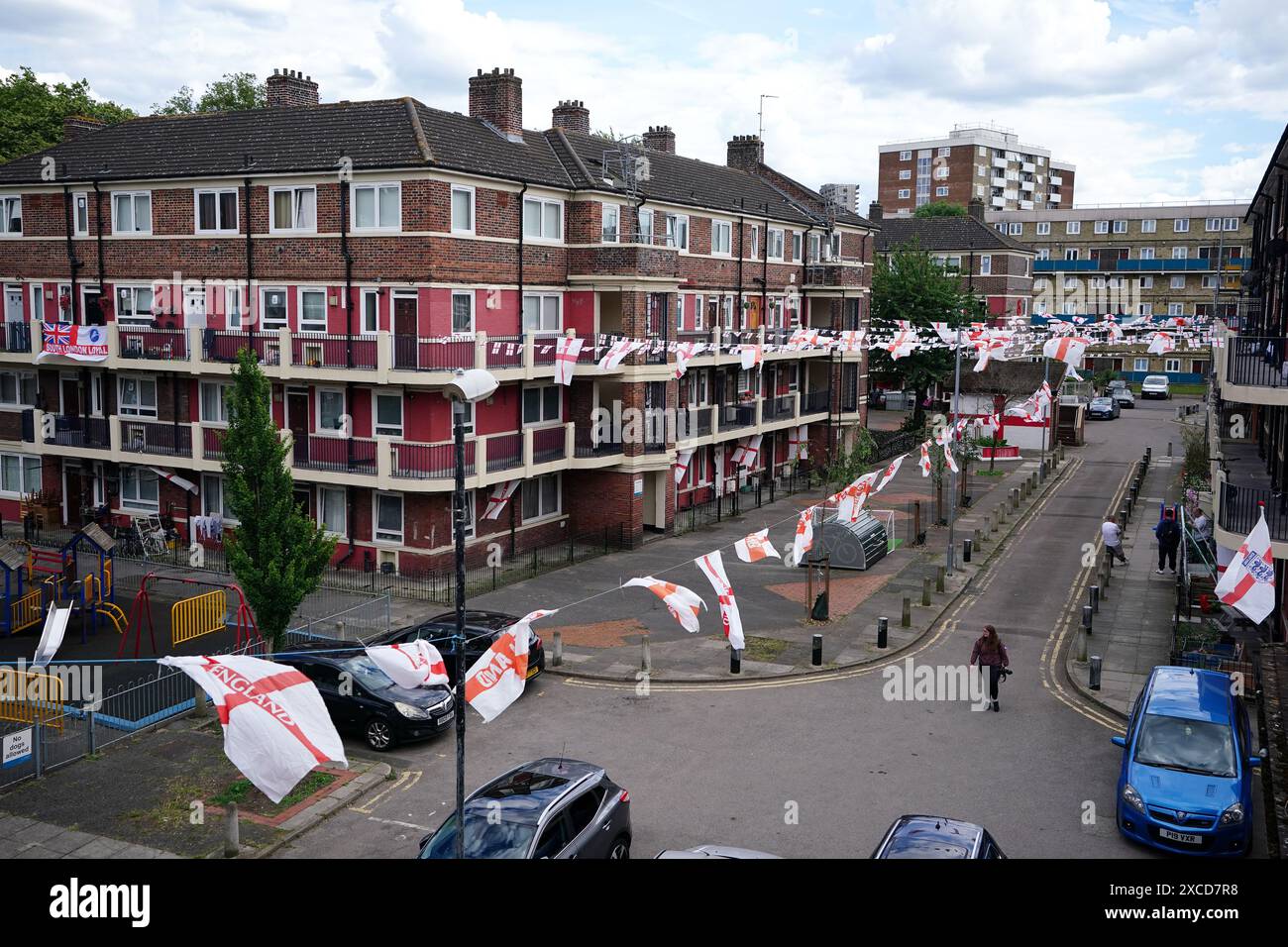A general view of flags at the Kirby Estate, London. England will begin ...