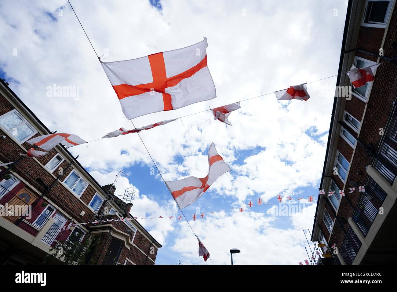 A general view of flags at the Kirby Estate, London. England will begin ...