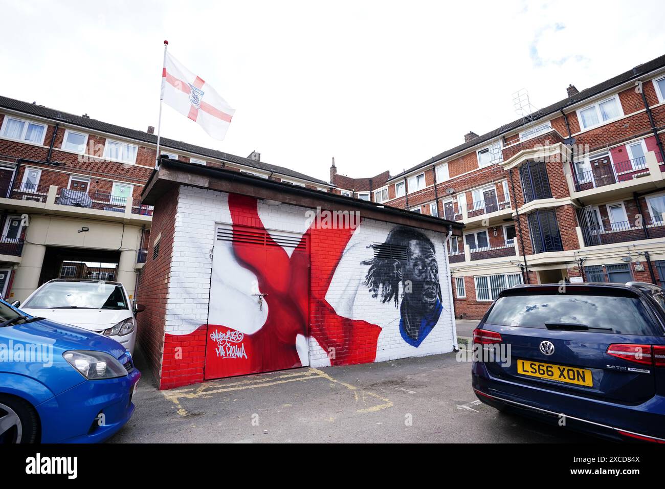 A mural of England Men player Eberechi Eze at the Kirby Estate, London ...