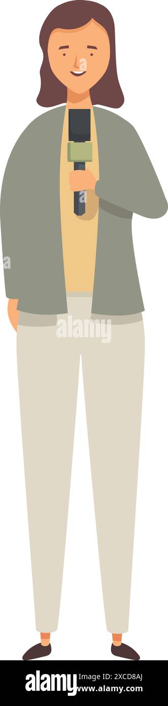 Confident and professional journalist is delivering a live news report hi-res stock photography ...