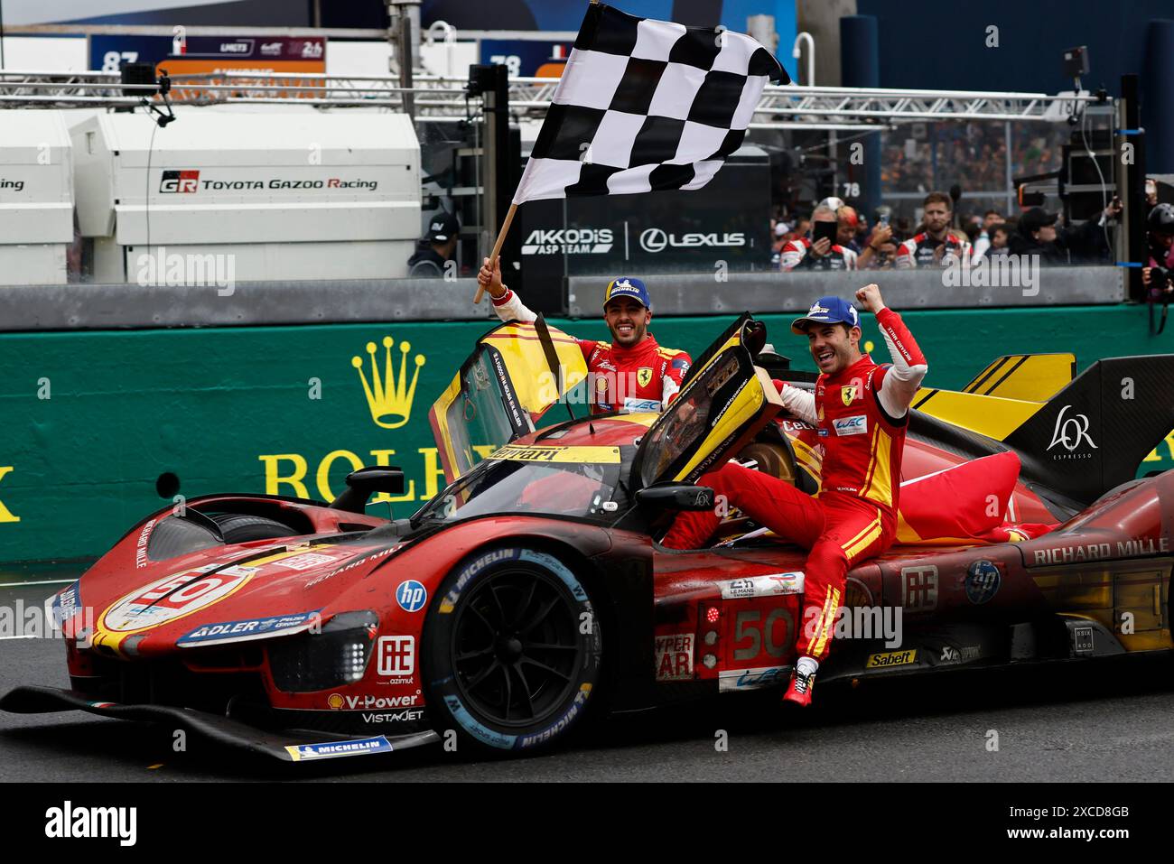 Spanish driver Miguel Molina, right, Italian driver Antonio Fuoco, left ...