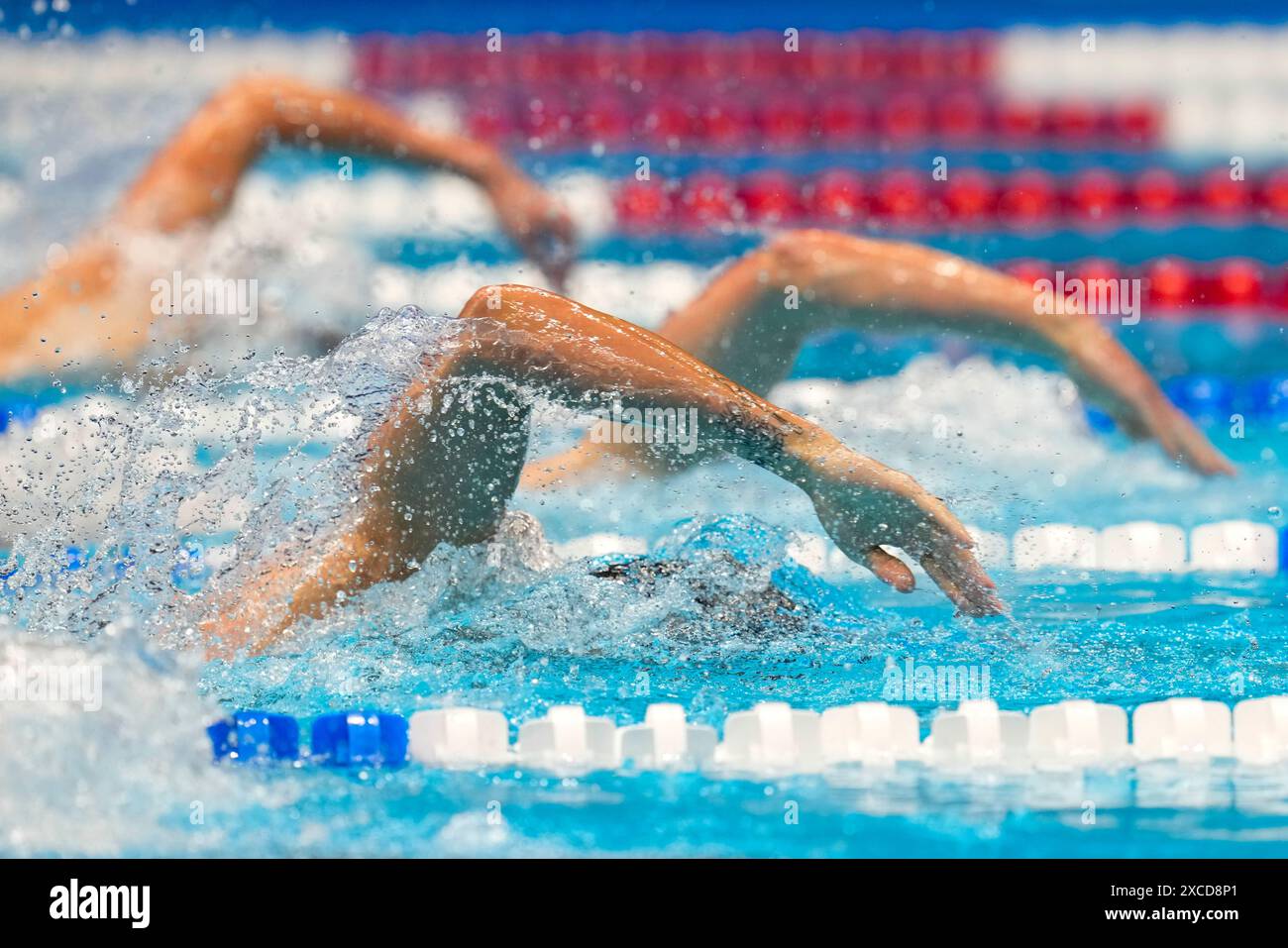 Drew Kiblerswims during the Men's 200 freestyle preliminary heat Sunday ...